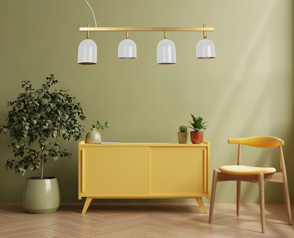 Toolight, stropní svítidlo 4xE27 APP1030-4CP, bílá-zlatá, OSW-06981