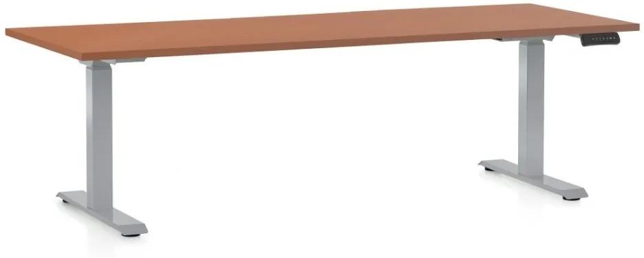 Výškově nastavitelný stůl OfficeTech D, 200 x 80 cm - šedá podnož Barva: Třešeň