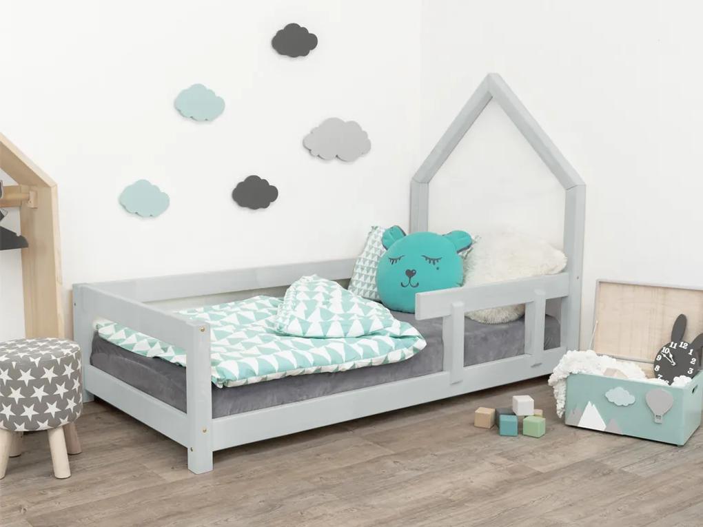 Benlemi Dětská postel domeček POPPI s bočnicí vpravo Barva: Nelakovaná, Rozměr: 120 x 200 cm