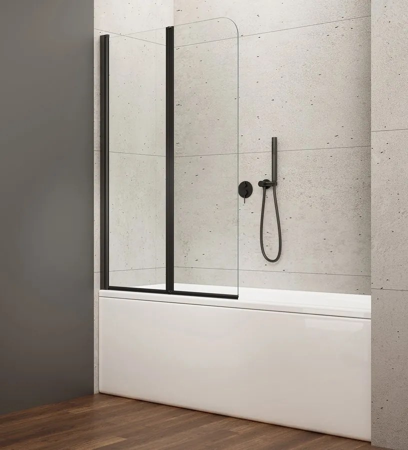 Aqualine Aqualine, WILA vanová zástěna 900x1400 mm, skládací, černá, čiré sklo, AQ5742B