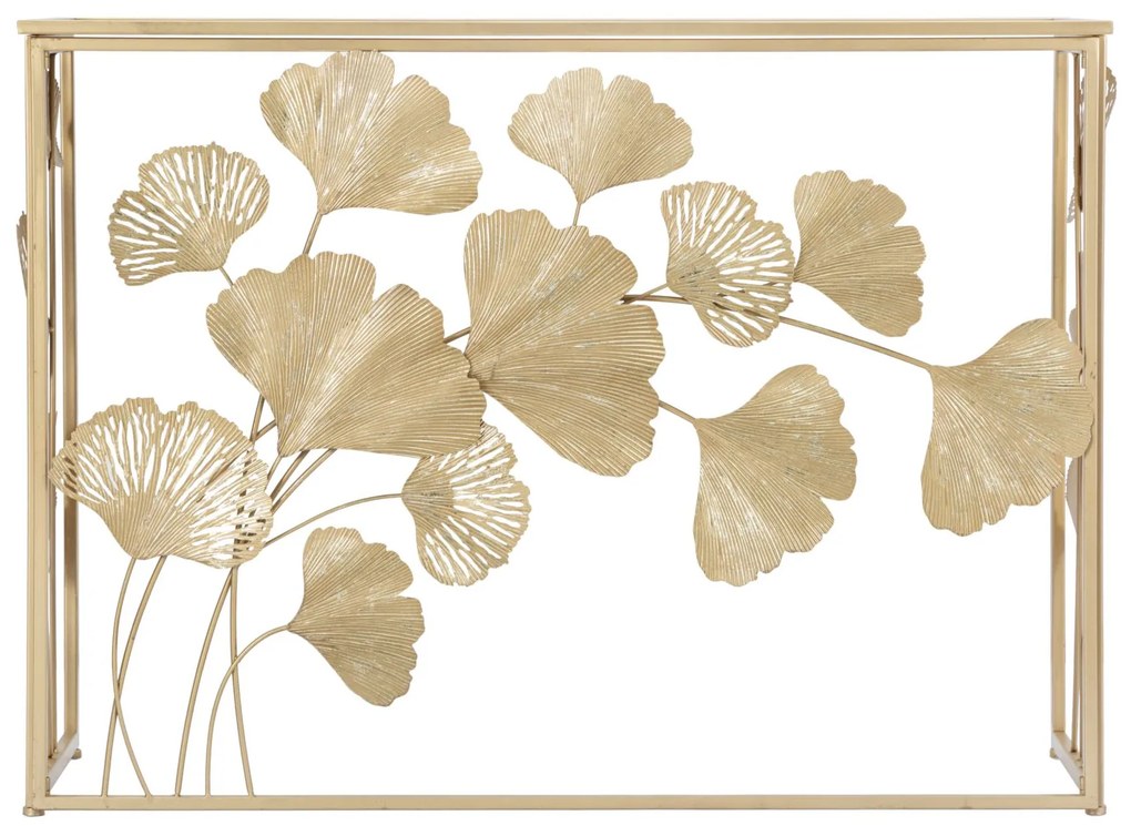 Zlatý konzolový stolek Mauro Ferretti Leaf, 108x36,5x80 cm