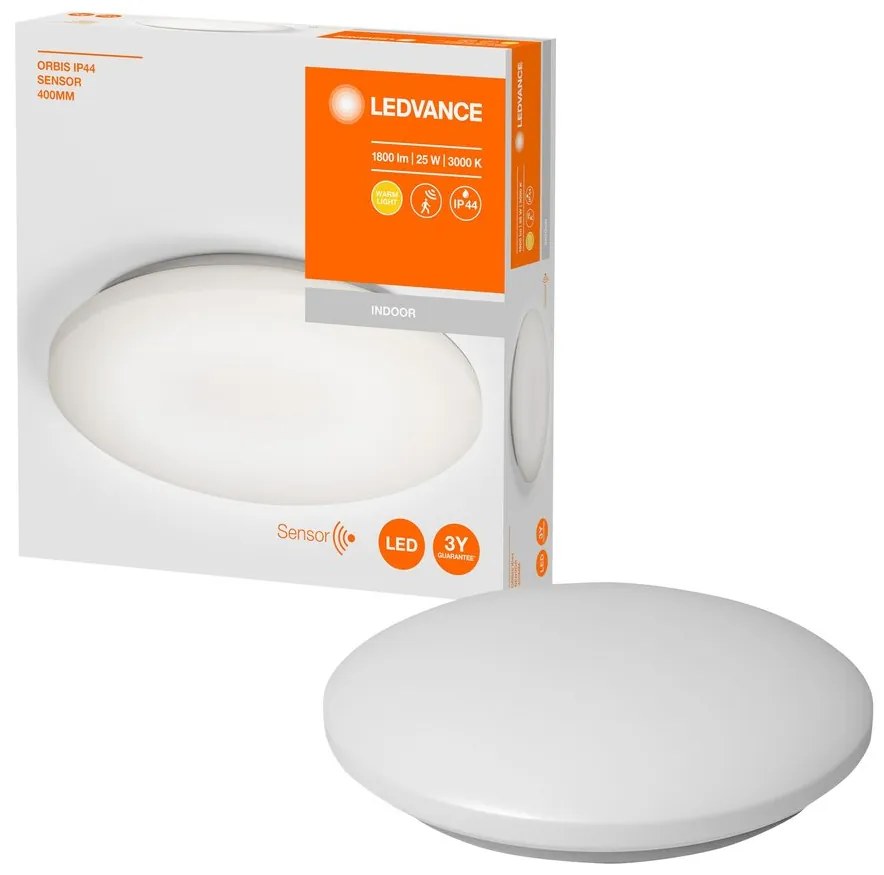 LEDVANCE ORBIS koupelnové stropní svítidlo, průměr 400mm, senzor, 1800lm, 25W, IP44 AC36061002M