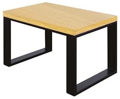 Drewmax Konferenční stůl ST374 Š120, šířka desky: 2,5cm, masiv dub bělený   černá lesklá