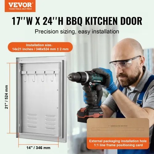 BBQ přístupová dvířka, 610 × 431 mm jednoduchá venkovní kuchyňská dvířka