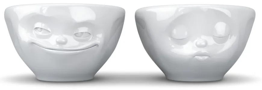 Sada 2 bílých zamilovaných malých šálků z porcelánu 58products, objem 100 ml