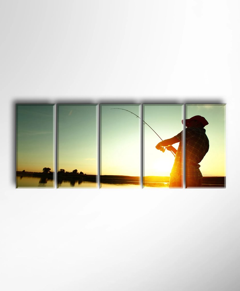 Malvis ® Obraz Rybář při úsvitu ROZMĚR (šířka x výška): pětidílné schody obdélník 200x100 cm