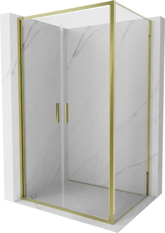 Mexen Exo, výklopná sprchová kabina, dveře 110 cm + boční stěna 95 cm, transparentní sklo, zlatá, 814-110-095-50-00