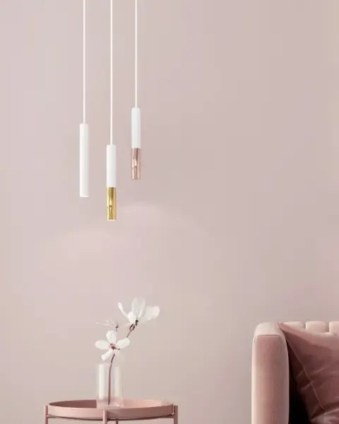 Designový lustr Slimi S bílá/měděná