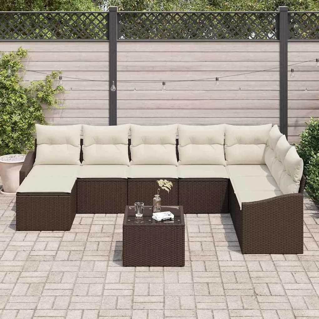 Set pohovek 9 ks Hnědá polyratan 3346848