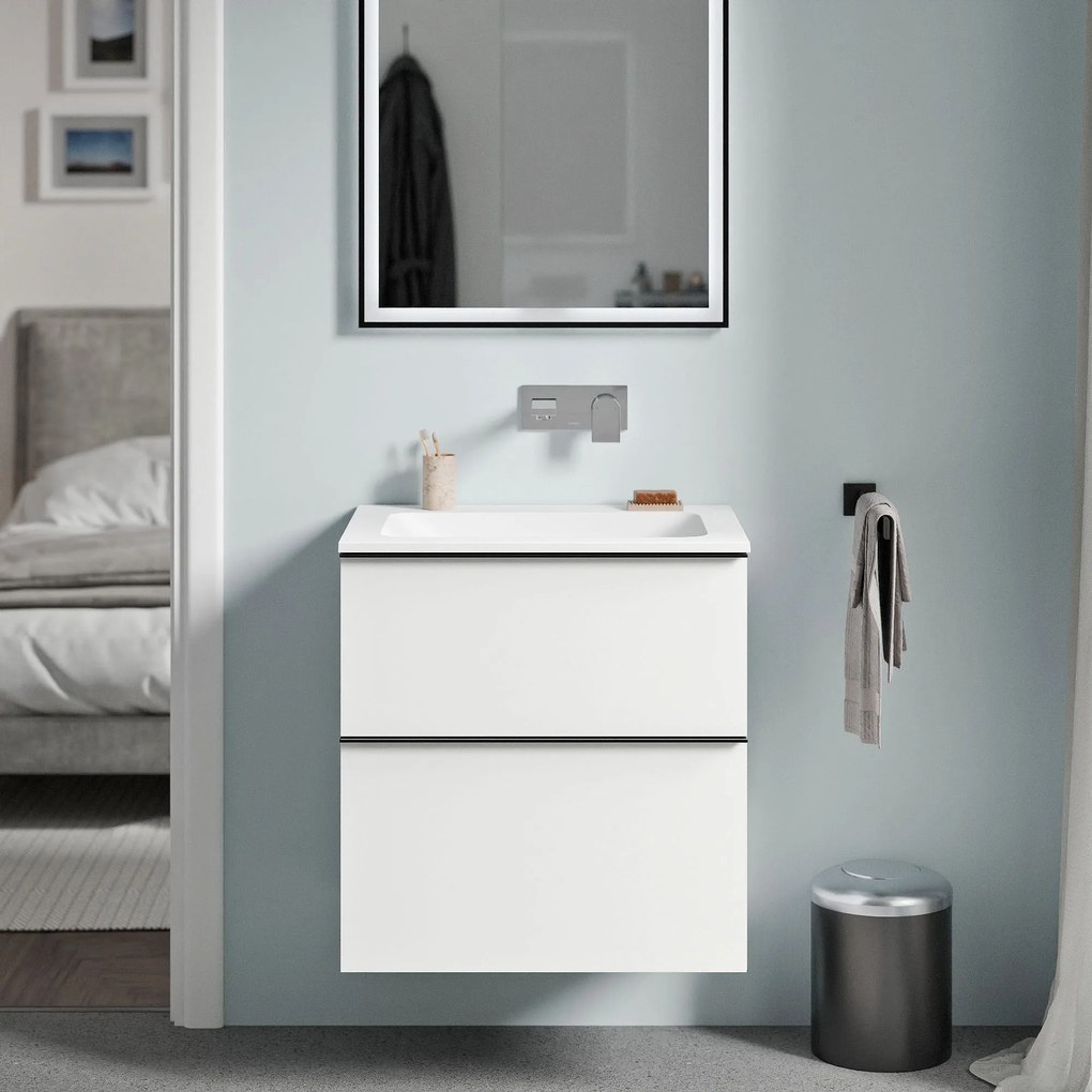Koupelnová skříňka LAVOA 60 cm s umyvadlem z minerálního odlitku CREAM