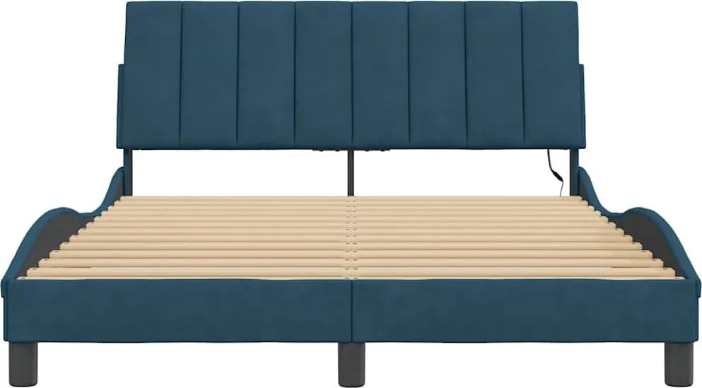 Rám postele s LED osvětlením bez matrace Hanko modrý 140 x 200 cm samet 3213785