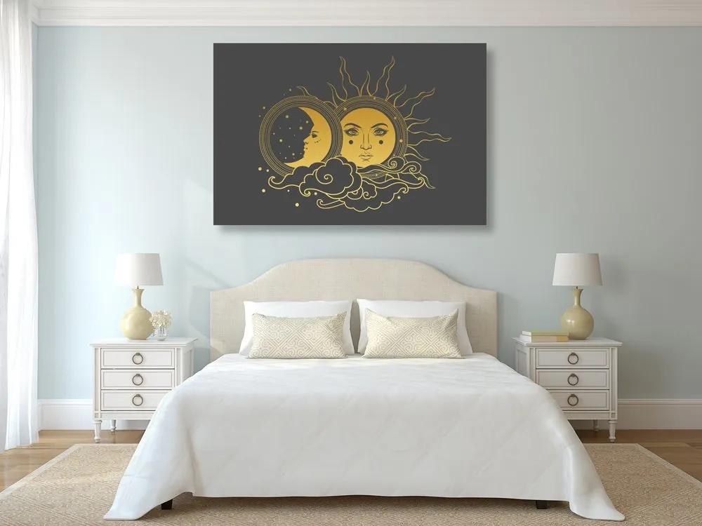Obraz harmonie slunce a měsíce - 120x80 cm