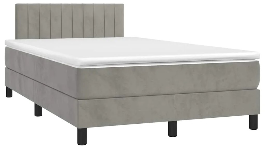 Box spring postel s matrací a LED světle šedá 120x190 cm samet 3270165