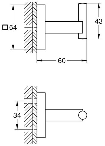 GROHE 40961DC0 - Háček na koupací plášť START CUBE nerez
