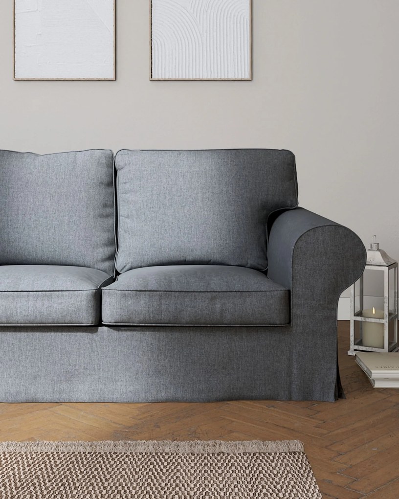 Potah na pohovku IKEA Ektorp 3-místná, rozkládací STARÝ MODEL PIXBO barva šedá látka pletený vzor