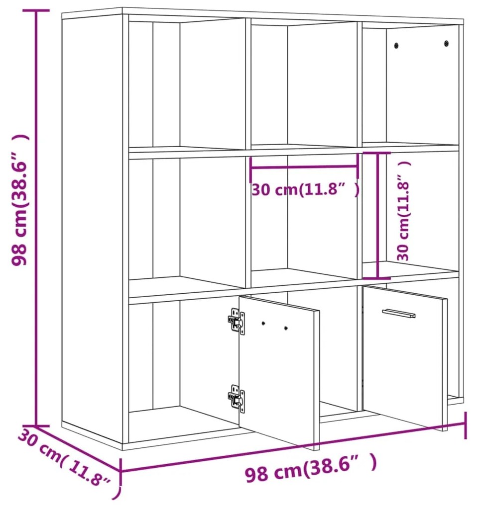 Knihovna dub sonoma 98 x 30 x 98 cm dřevotříska