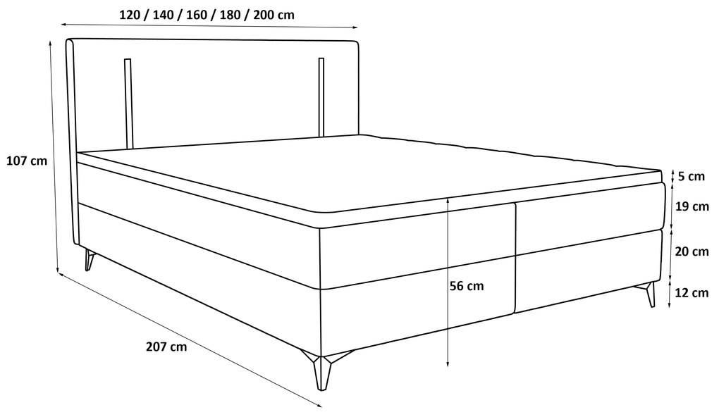 Manželská postel 160 cm Ortega Bonell (béžová) (s roštem, s úl. prostorem) (s LED osvětlením). 1082625