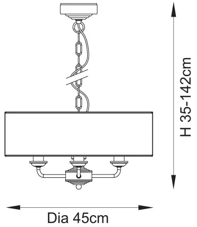 Endon 110723 - Lustr na řetězu HIGHCLERE 3xE14/40W/230V béžová/mosaz