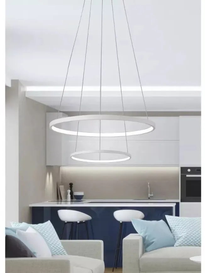 Bílé závěsné LED svítidlo Lune kulaté 50cm 40W  - Candellux
