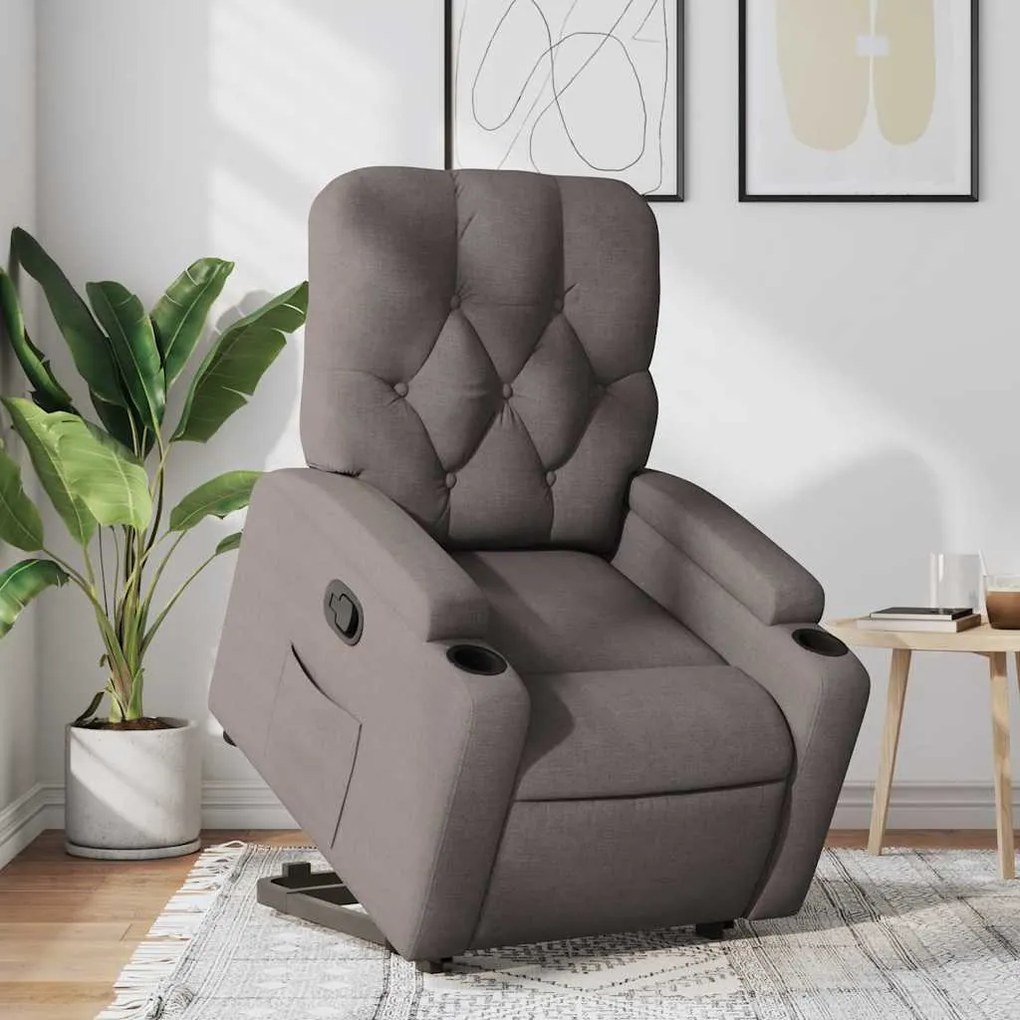 Zvedací polohovací křeslo taupe textil 3204718