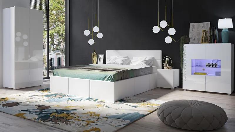 Ložnice Calabrini Zvolte barevné provedení: Dub zlatý, Barva postele: Soft 17 - bílá