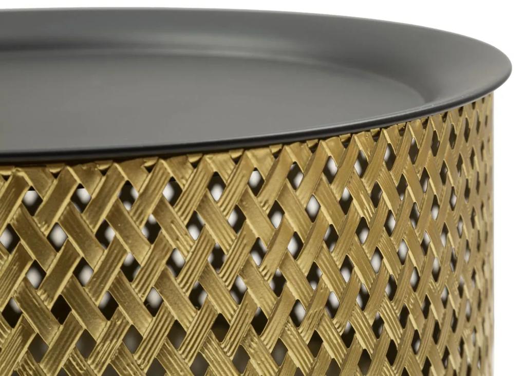 Kulatý odkládací stolek Helin, 35x50 cm, zlatá/černá