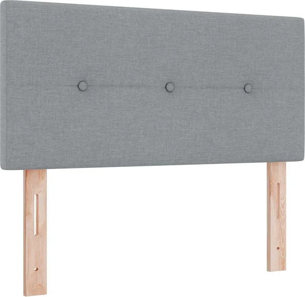Postel s boxspringem s čelo Světle šedá 90 x 190 cm textil 3339996