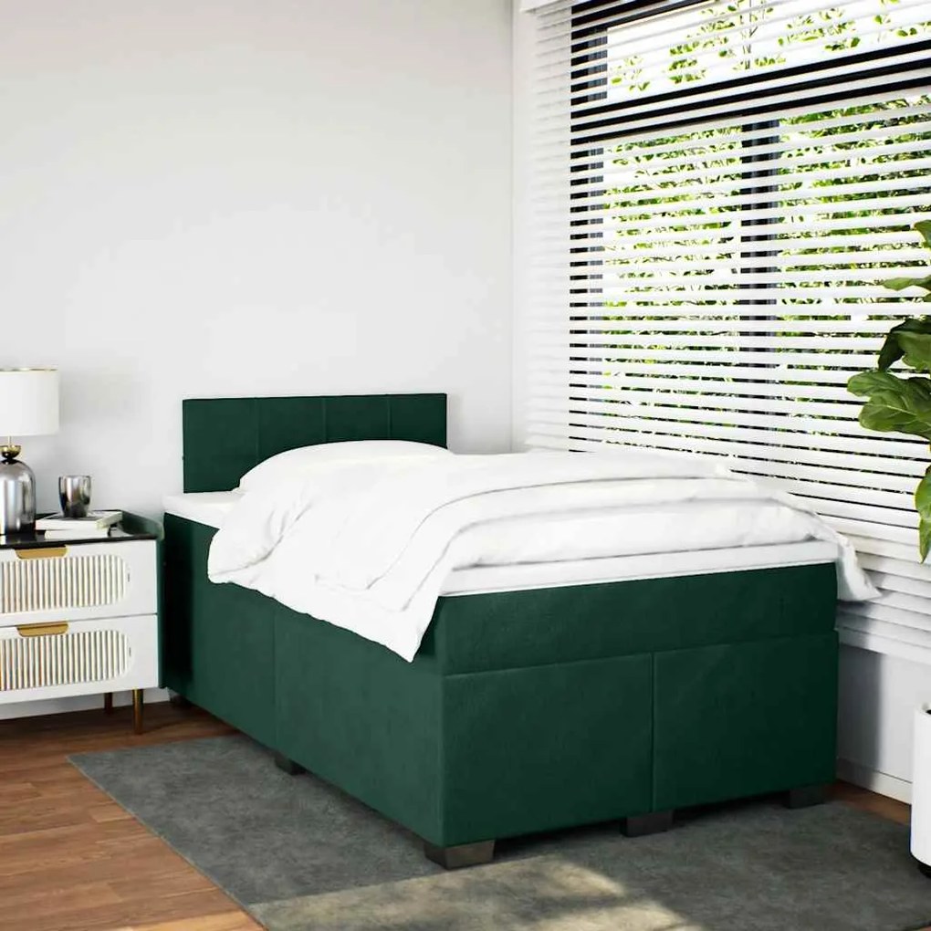 Box spring postel s matrací tmavě zelená 120x190 cm samet 3288561