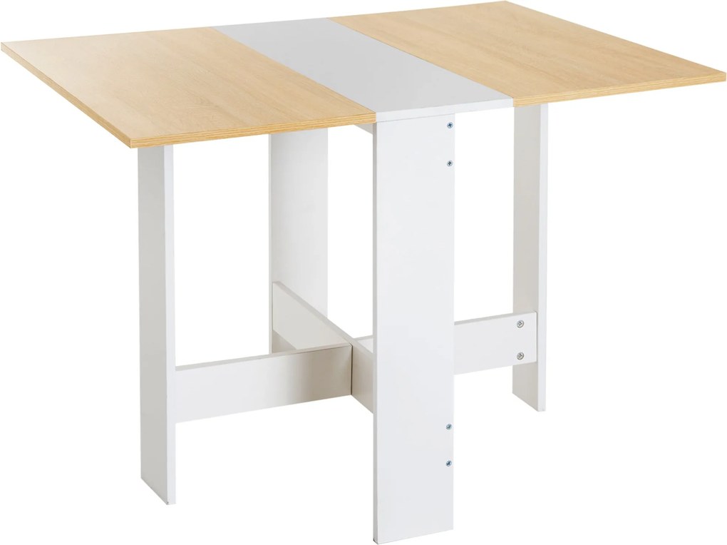 HOMCOM Skládací Jídelní Stůl Kuchyňský Stolek se 2 Sklopnými Listy pro Úsporu Místa Moderní Design 103x76x73.5cm Dřevo | Aosom
