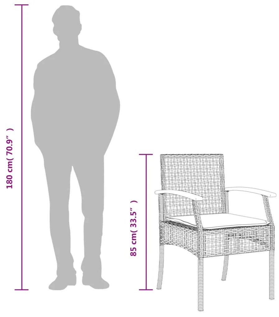 4Dílný Zahradní Jídelní Set S Poduškami Šedá Polyratan - lavice / 6 / 140 cm dlouhý stůl