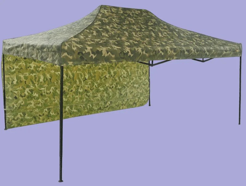 Nůžkový stan 3x4,5m hlinikovy, 1 boční plachta, Maskáčová