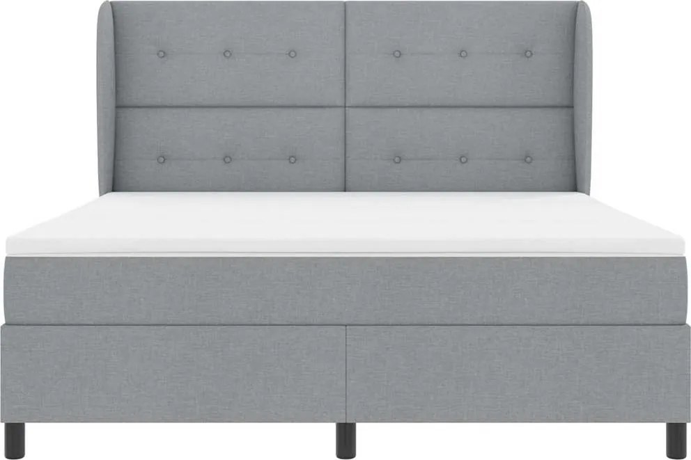 Postel s boxspringem s čelo Světle šedá 180 x 200 cm textil 3340578