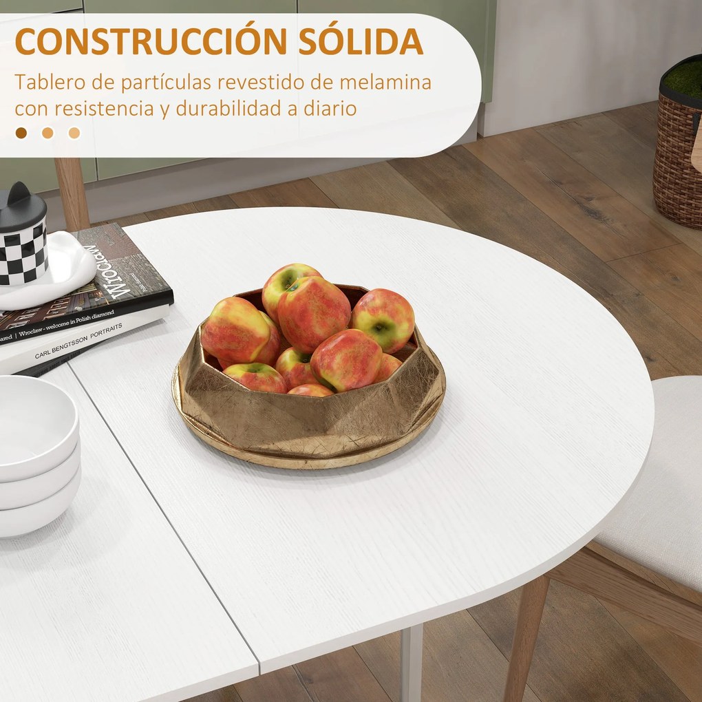 HOMCOM Skládací jídelní stůl oválný kuchyňský stůl s skládacími křídly moderní styl 163x80x75 cm Bílý