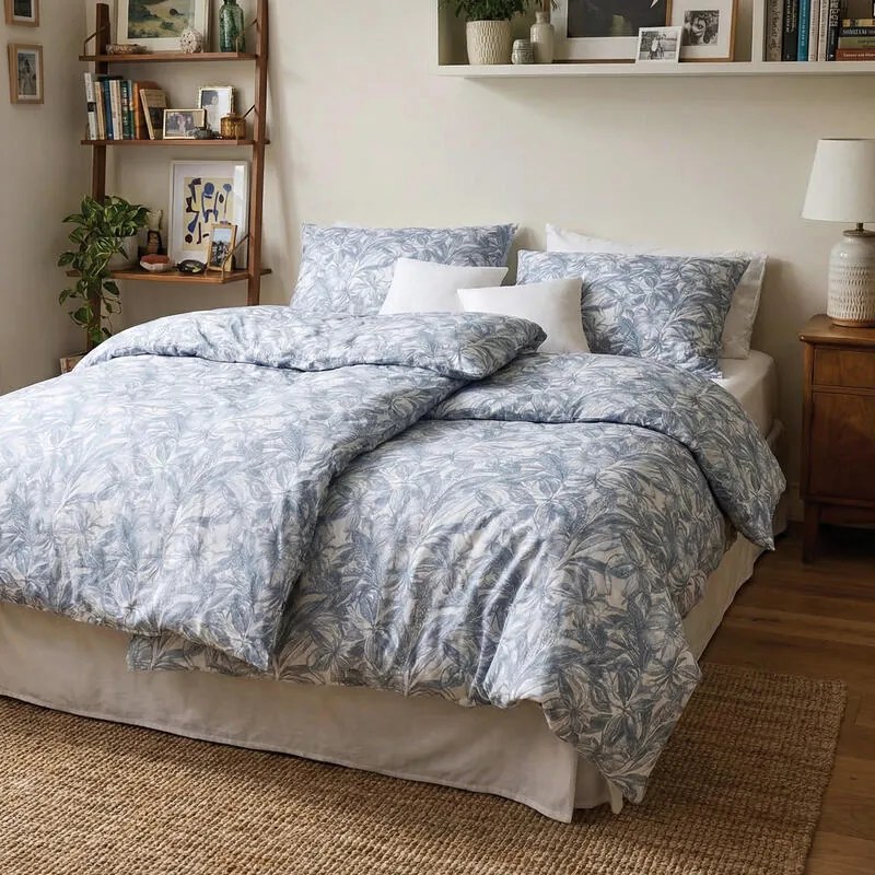 SCANquilt povlečení KLASIK samantha bílomodrá 140 x 200/70 x 90 cm