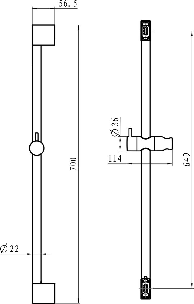 Bruckner sprchová souprava s mýdlenkou posuvný držák 645mm 621.200.1