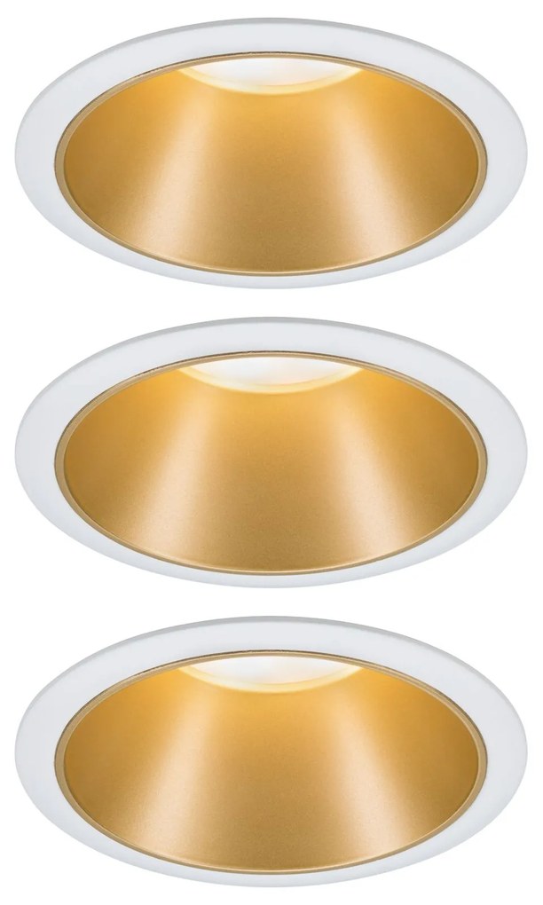 Paulmann 93406 LED Cole, set bodovek v bílo-zlaté úpravě, 3x6,5W LED 2700K tříkrokové stmívání, prům. 8,8cm, IP44