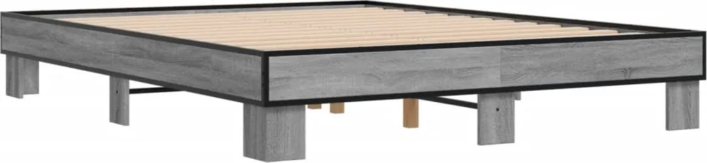 Rám postele šedý sonoma 150 x 200 cm kompozitní dřevo a kov 3280235