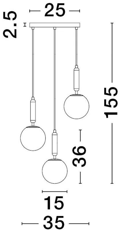 Nova Luce Závěsné svítidlo MONET mosazné železo a sklo 2xE27 D 27 H120