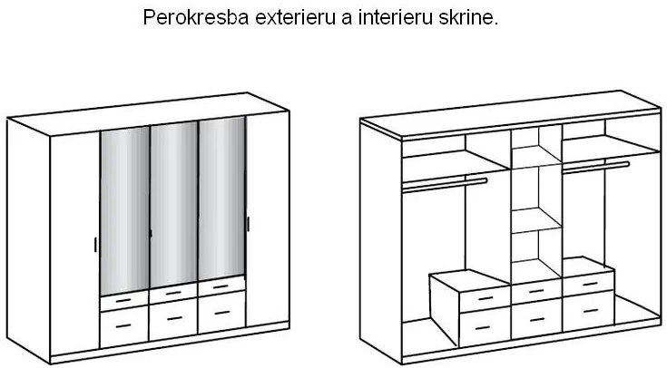 Šatní skříň Sunday, bělený dub/grafit