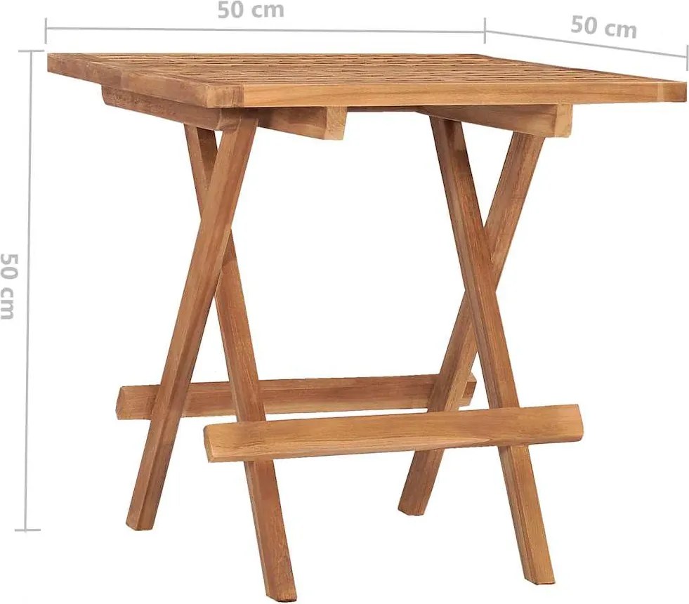 Skládací zahradní stolek 50 x 50 x 50 cm masivní teakové dřevo 315454
