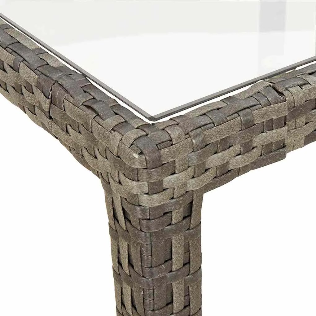 Zahradní stůl 150 x 90 x 75 cm tvrzené sklo a polyratan šedý 316707