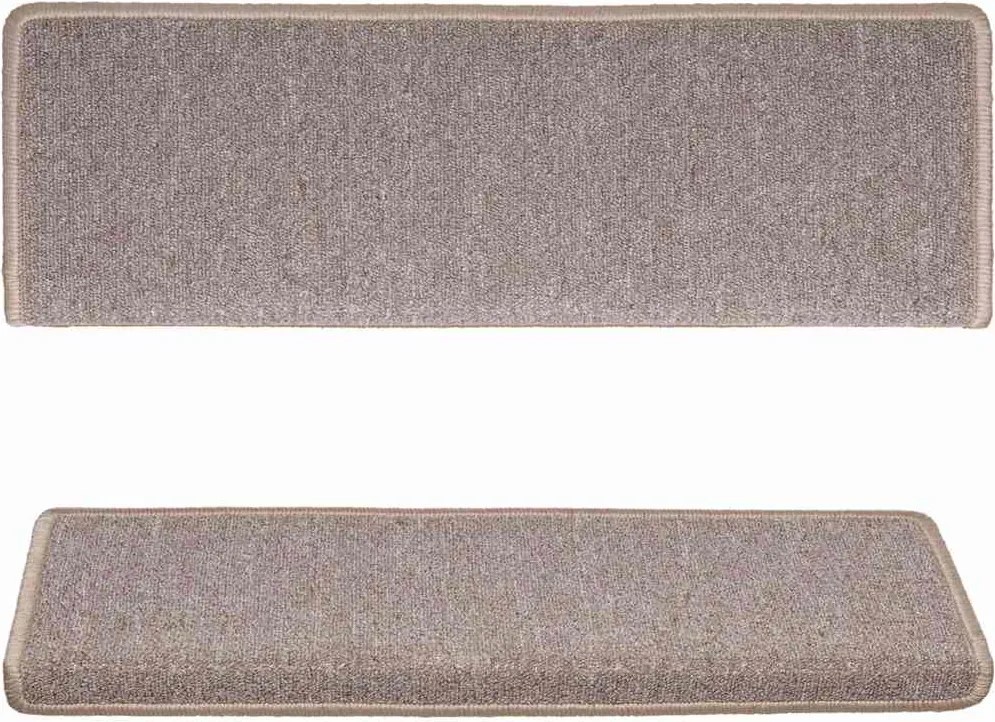 Schodové rohože 15 ks 65 x 21 x 4 cm světle hnědé s obdélníkovým okrajem 134569
