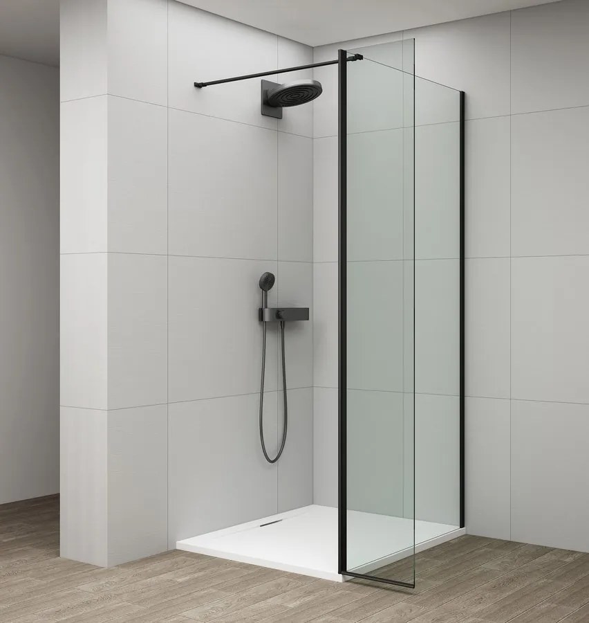 Polysan Esca Black Matt walk in sprchová zástěna 90 x 210 cm s otočným panelem 60 cm černá čiré sklo ES3A90B60B