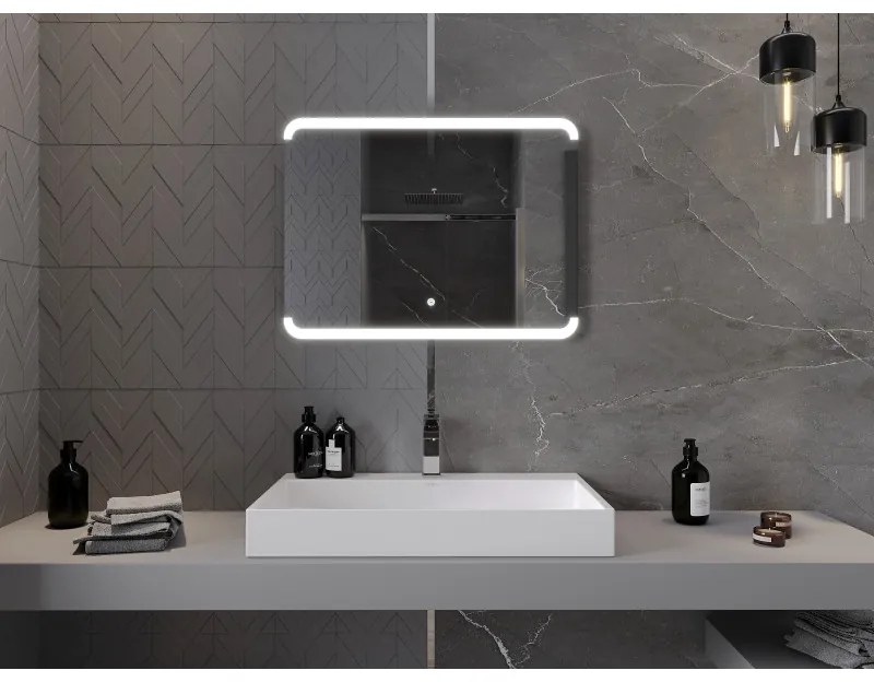 Mexen Nida, LED koupelnové zrcadlo s podsvícením 80x60 cm, 6000K, ochrana proti zamlžování, 9806-080-060-611-00