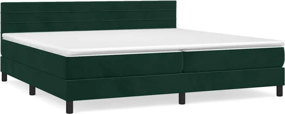 Box spring postel s matrací tmavě zelená 200x200 cm samet 3141386