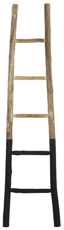Dřevěný černo -přírodní věšák na ručníky žebřík Sten - 42*4*180 cm