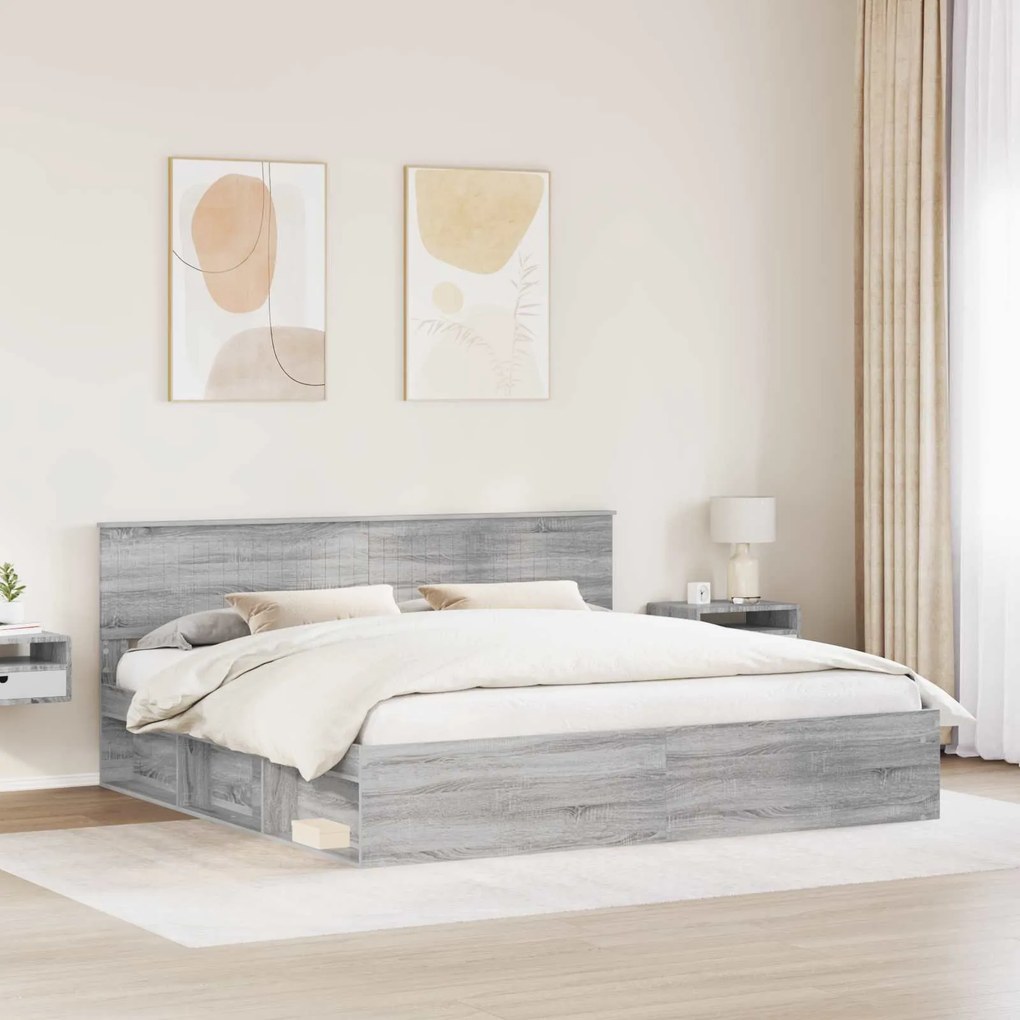 Rám postele Šedá Sonoma 200 x 200 cm Masivní borové dřevo 3410560