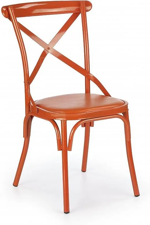 Jídelní židle Amiela 1 - oranžová, lakovaná ocel + ekokůže, oranžová