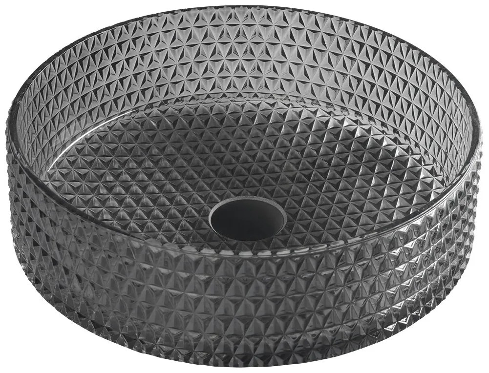 Sapho MARAGUA skleněné gravírované umyvadlo, průměr 39,5 cm, černá TY214