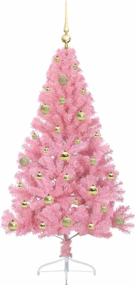 Umělý osvětlený vánoční stromeček Růžová 150 cm PVC 3397067